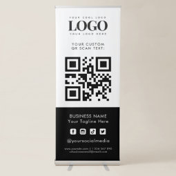 Custom Business Company Logo Qr Code Social Media Retractable Banner ...