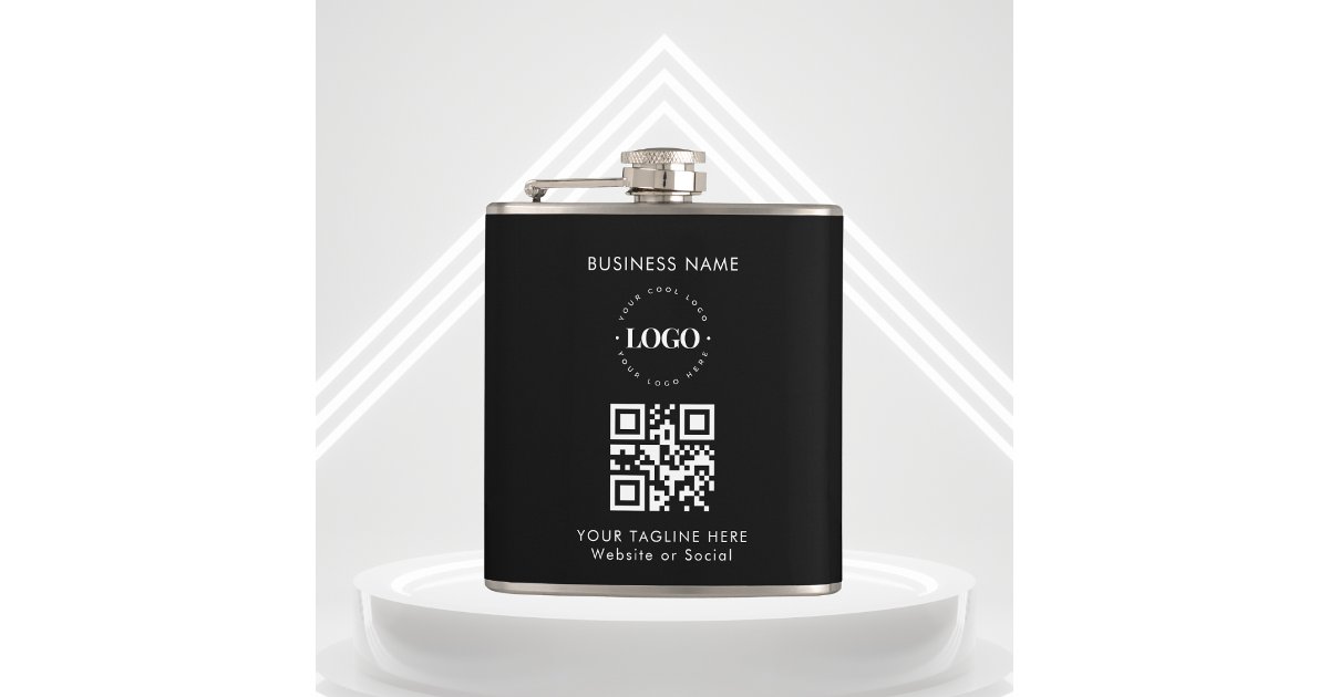 Custom Business Company Logo QR Code & Text Simple Flask | Zazzle