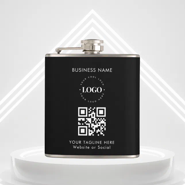 Custom Business Company Logo QR Code & Text Simple Flask | Zazzle