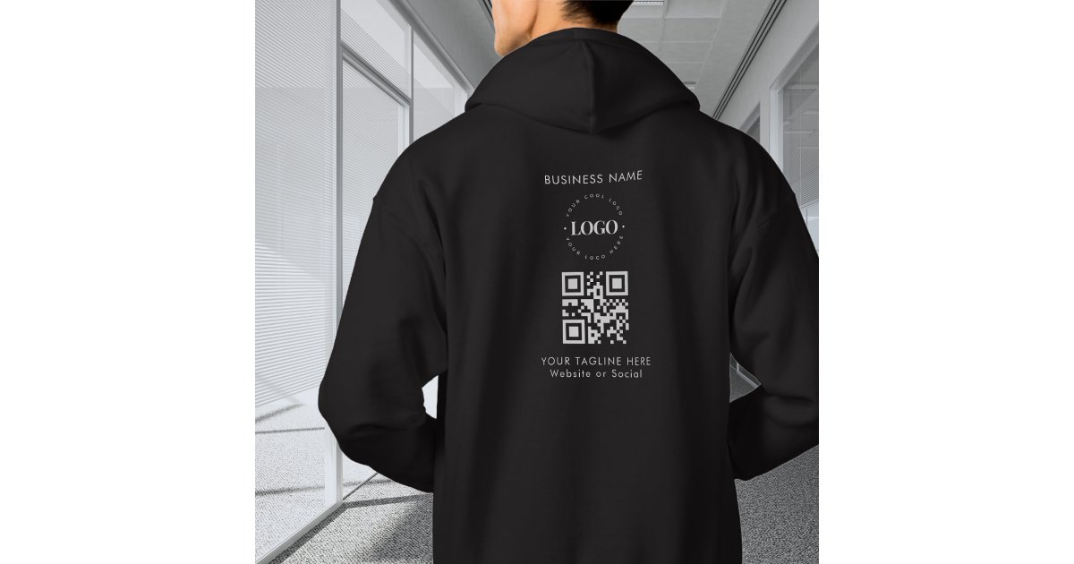Custom Business Company Logo QR Code & Text Simple Hoodie | Zazzle
