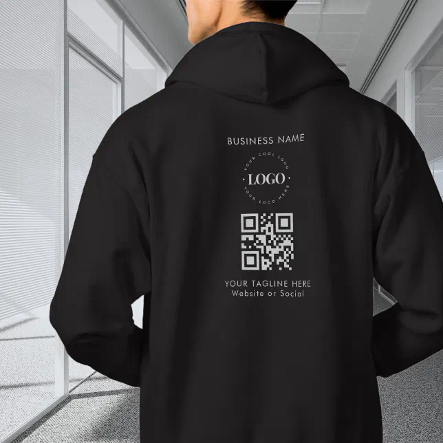 Custom Business Company Logo QR Code & Text Simple Hoodie | Zazzle