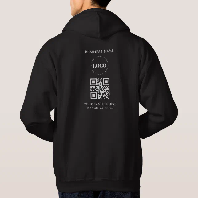 Custom Business Company Logo QR Code & Text Simple Hoodie | Zazzle
