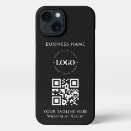 Custom Business Company Logo QR Code & Text Simple iPhone Case | Zazzle