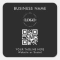 Custom Business Company Logo QR Code & Text Simple Square Sticker | Zazzle