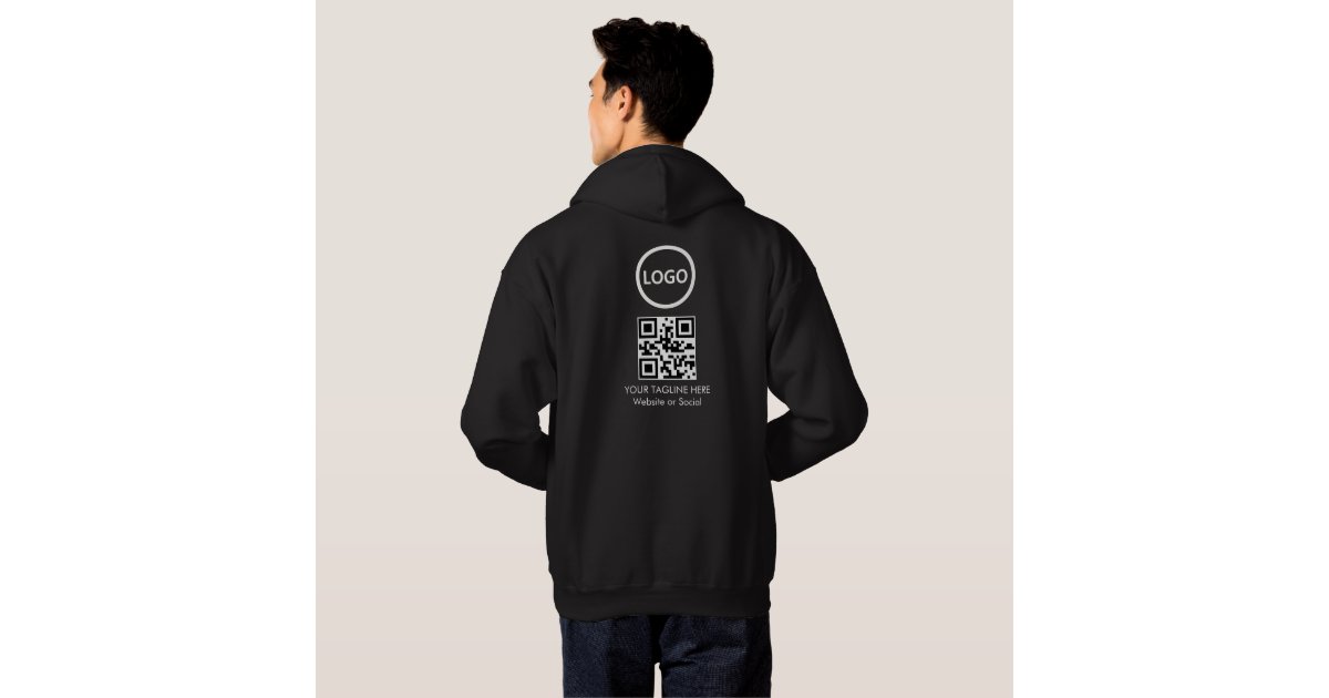 Custom Business Company Logo Text Simple & QR Code Hoodie | Zazzle