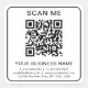 Custom Business Company QR Code Info White Simple Square Sticker | Zazzle