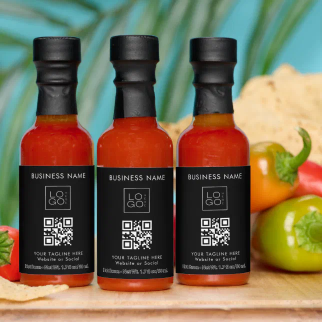 Custom Business Company Square Logo QR Code Text Hot Sauces | Zazzle