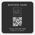 Custom Business Company Square Logo QR Code Text Square Sticker | Zazzle