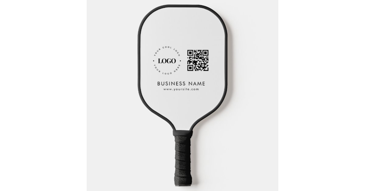 Custom Business Company Team Logo QR Code & Text Pickleball Paddle | Zazzle