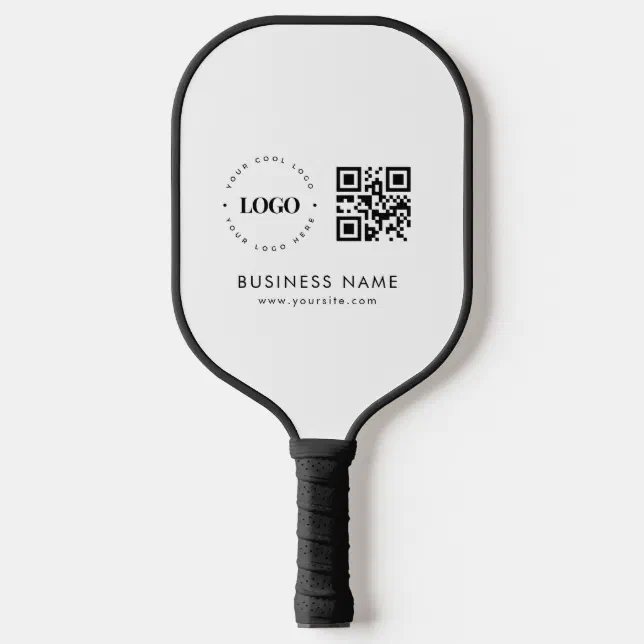 Custom Business Company Team Logo QR Code & Text Pickleball Paddle | Zazzle
