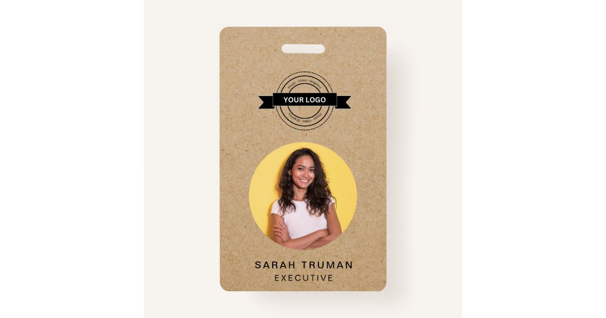 Custom Business Employee Card Rustic Craft Badge | Zazzle