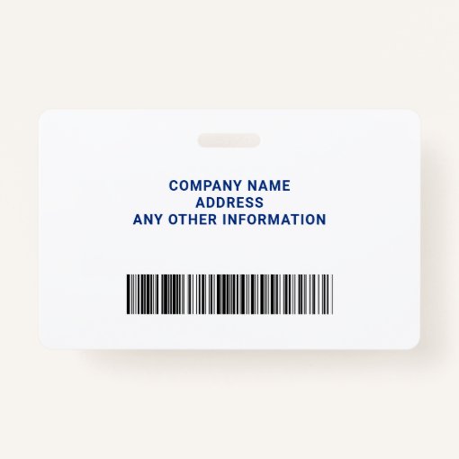 Custom Business Employee Photo Bar Code Logo Name Badge | Zazzle
