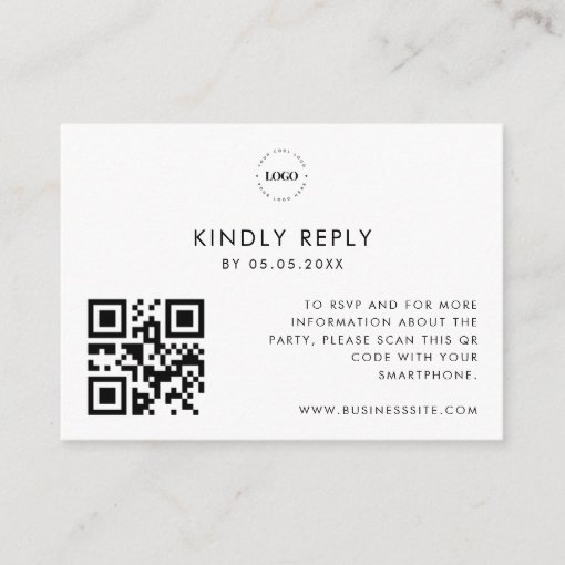 Custom Business Event RSVP QR Code Logo Website Enclosure Card | Zazzle
