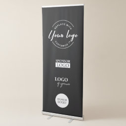 Custom Business event white Sponsor logos Retractable Banner | Zazzle