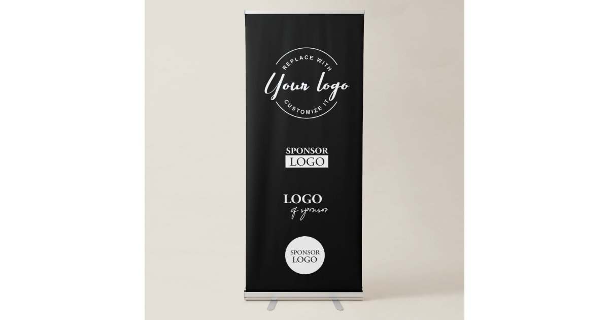 Custom Business event white Sponsor logos Retractable Banner | Zazzle