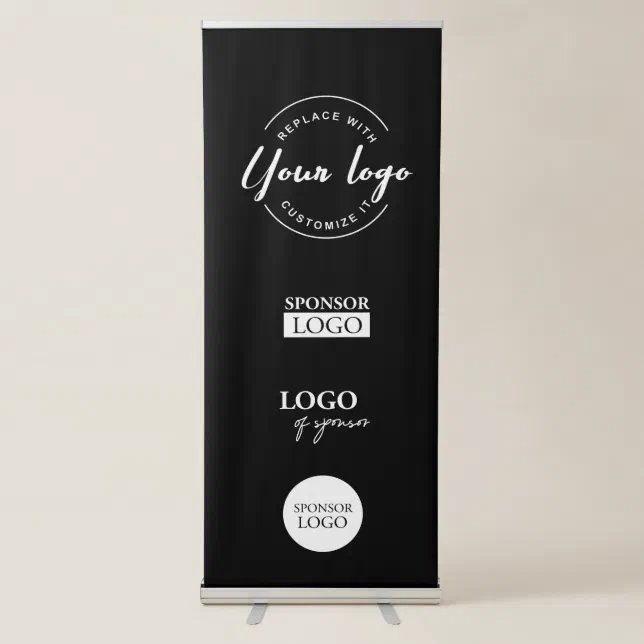 Custom Business event white Sponsor logos Retractable Banner | Zazzle