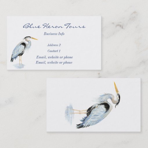 Custom Business Great Blue Heron Bird Business Card | Zazzle
