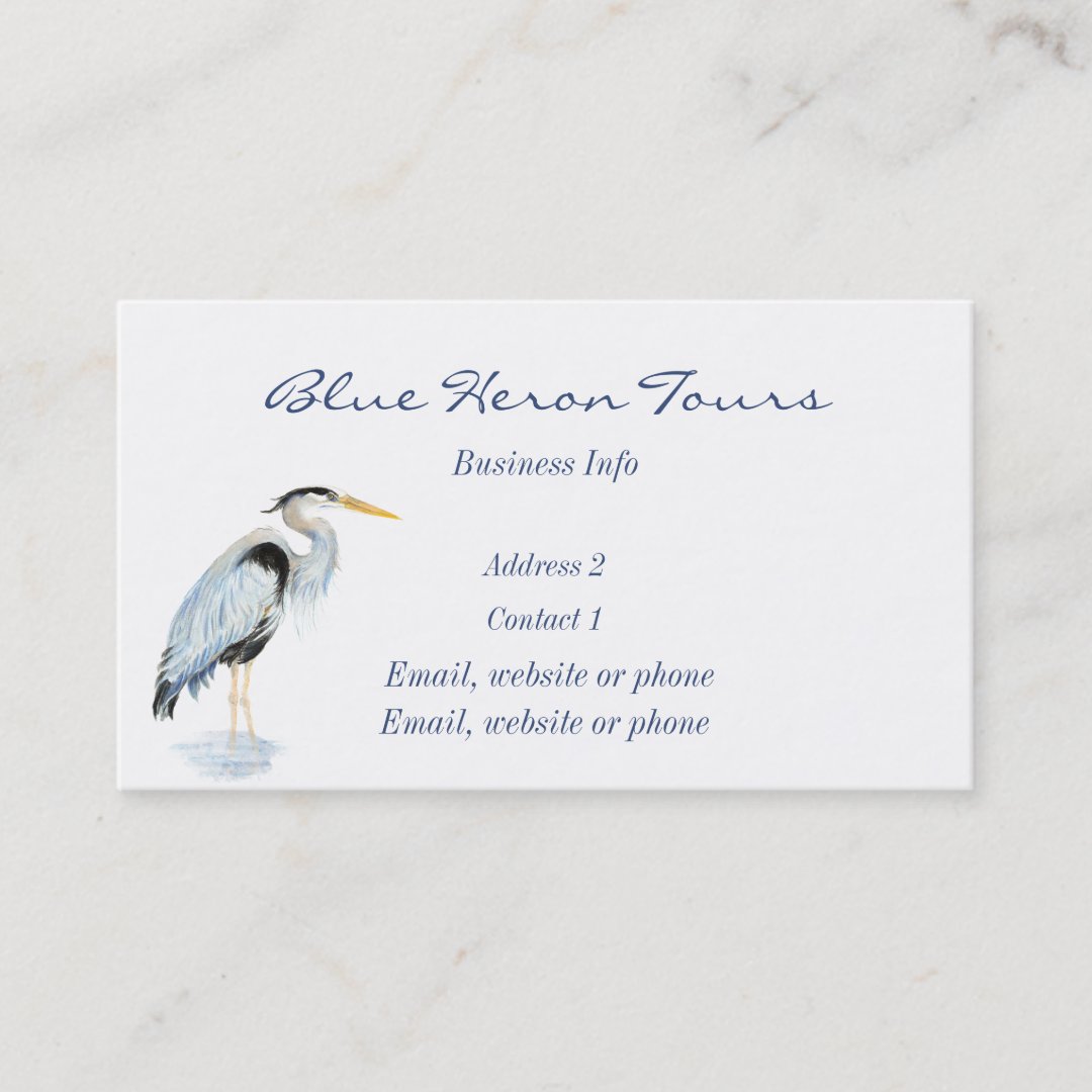 Custom Business Great Blue Heron Bird Business Card | Zazzle