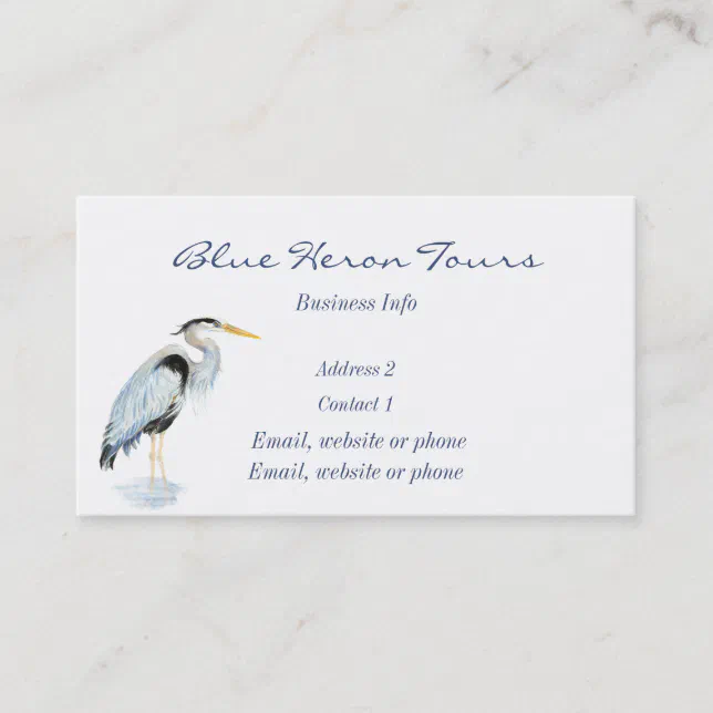Custom Business Great Blue Heron Bird Business Card | Zazzle