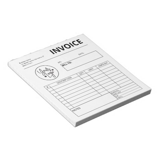 Custom Business Invoice Order Form Logo Notepad | Zazzle