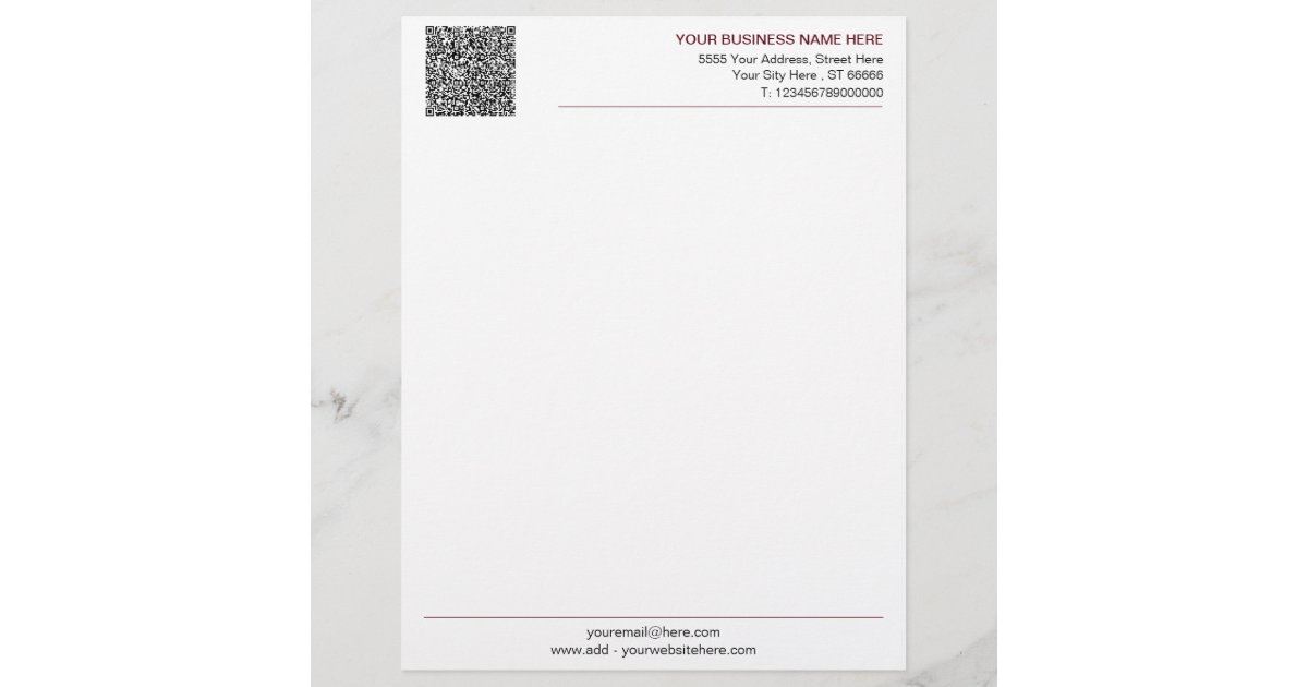 Custom Business Letterhead Template with QR Code | Zazzle