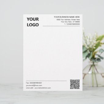 Custom Business Letterhead with QR Code and Logo | Zazzle