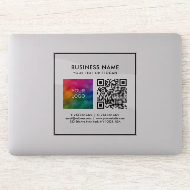 Custom Business Logo Add Text QR Code Transparent Sticker | Zazzle