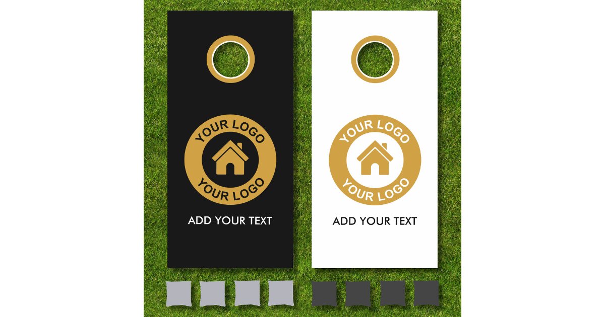 Custom Business Logo Add Your Text Cornhole Set | Zazzle