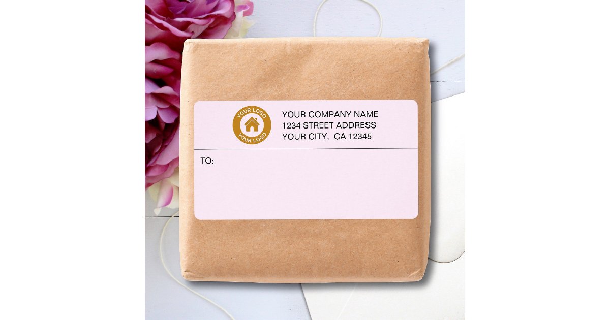 Custom Business Logo Address Pink Shipping Labels | Zazzle
