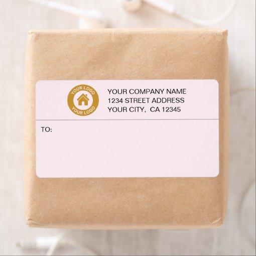 Custom Business Logo Address Pink Shipping Labels | Zazzle