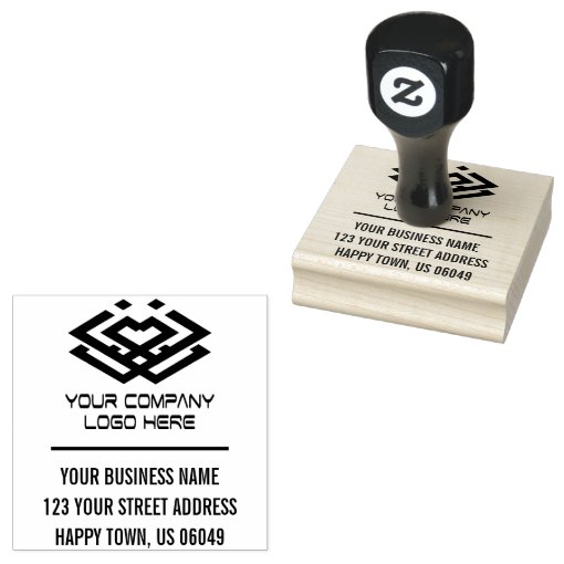 Custom Business Logo Address Rubber Stamp | Zazzle