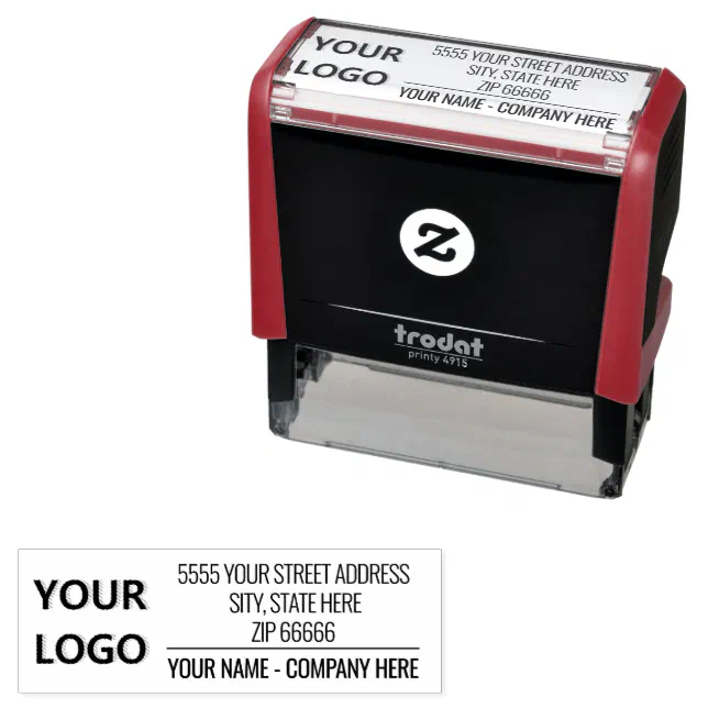 Custom Business Logo Address Self-inking Stamp | Zazzle