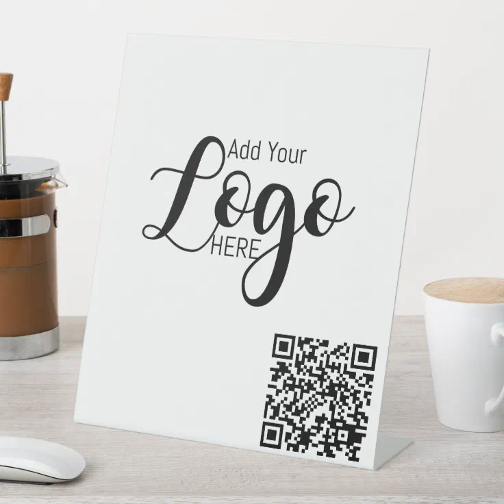 custom business logo advertising QR code Pedestal Sign | Zazzle
