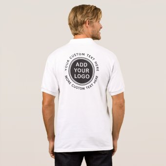 Custom business logo and circular text polo shirt | Zazzle