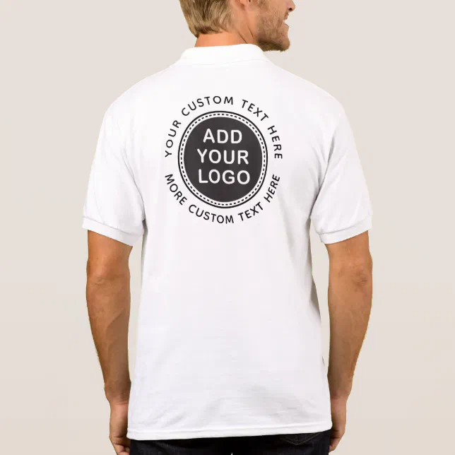 Custom business logo and circular text polo shirt | Zazzle