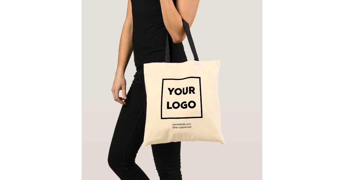 Custom Business Logo and Custom Text Tote Bag | Zazzle