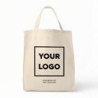 Custom Business Logo and Custom Text Tote Bag | Zazzle