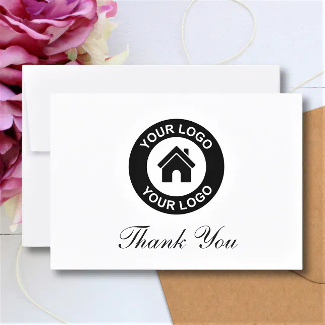 Custom Business Logo And Message Thank You Card | Zazzle