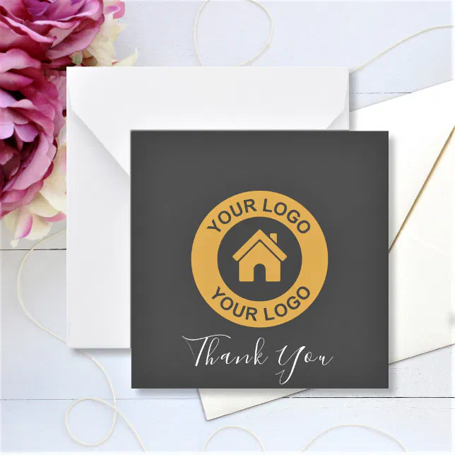 Custom Business Logo And Message Thank You Card | Zazzle