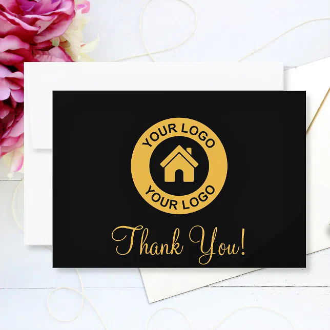 Custom Business Logo And Message Thank You Card | Zazzle