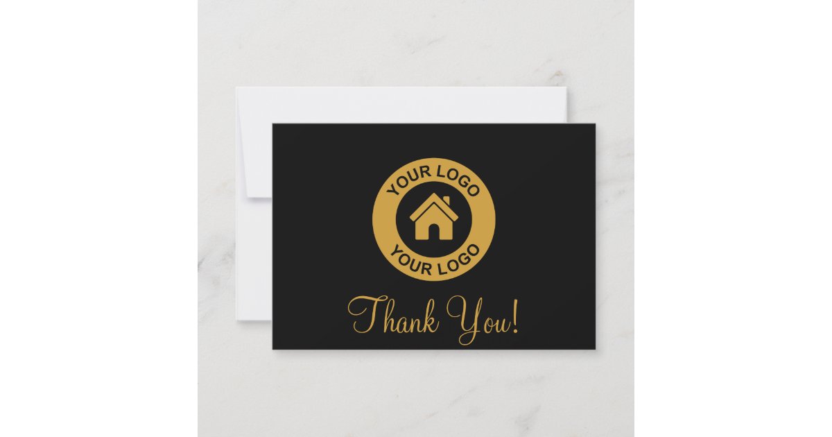 Custom Business Logo And Message Thank You Card | Zazzle