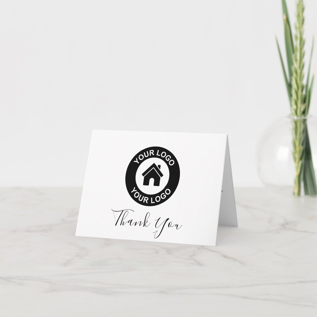 Custom Business Logo And Message Thank You Card | Zazzle