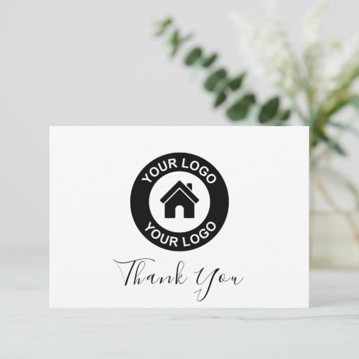 Custom Business Logo And Message Thank You Card | Zazzle