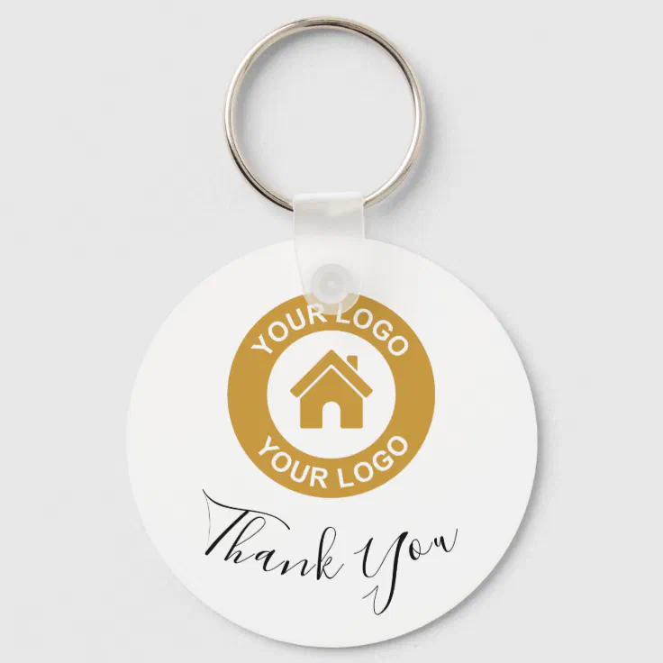 Custom Business Logo And Message Thank You Keychai Keychain | Zazzle