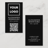 Custom Business Logo and QR Code Modern Black Business Card | Zazzle