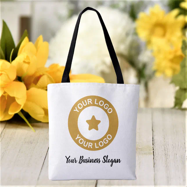 Custom Business Logo And Slogan Promotional Tote Bag | Zazzle