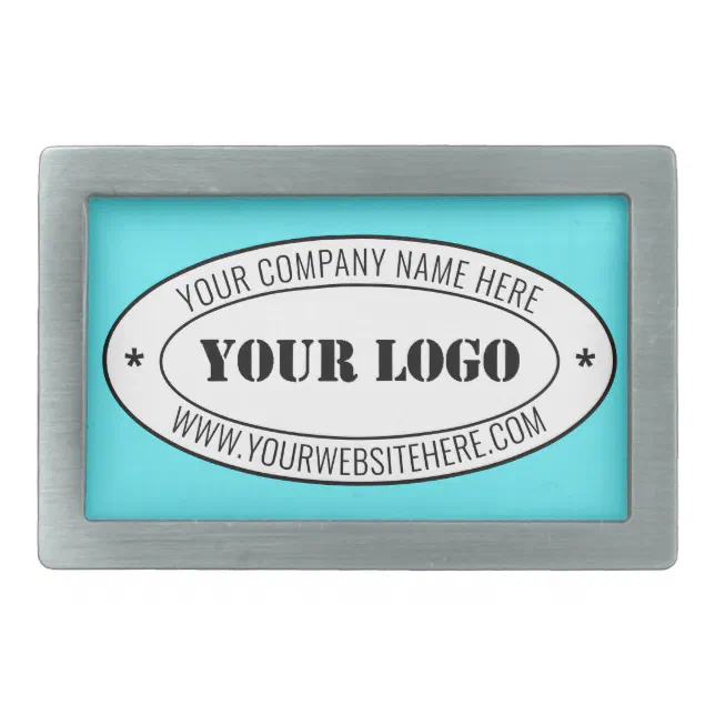 Custom Business Logo and Text Belt Buckle Template | Zazzle