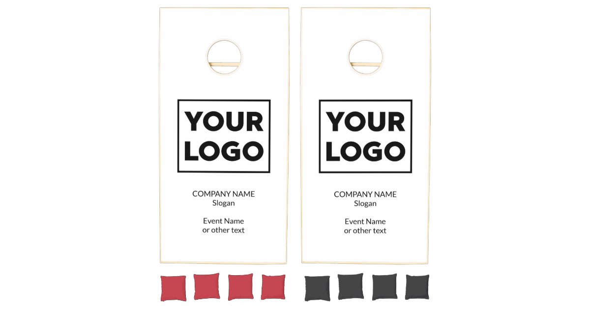 Custom Business Logo and Text Branded Cornhole Set | Zazzle