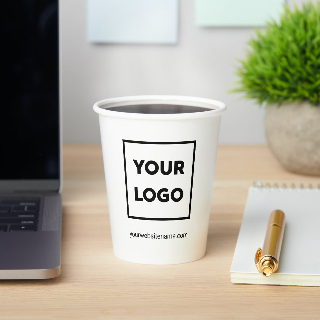 Custom Business Logo and Text Branded Paper Cups | Zazzle