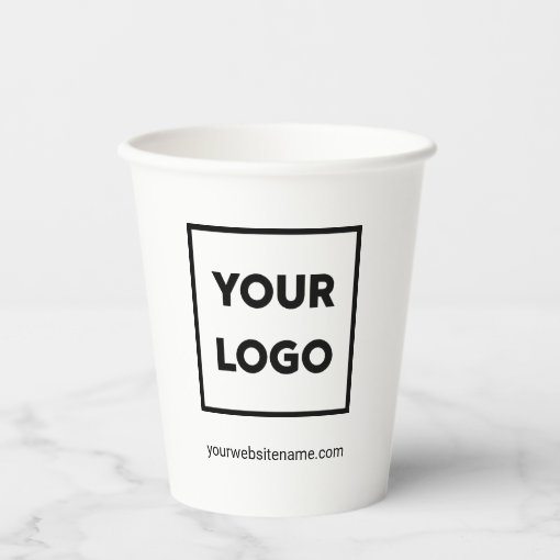 Custom Business Logo and Text Branded Paper Cups | Zazzle